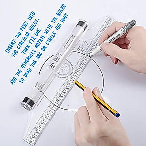 2 Pieces Plastic Measuring Rolling Ruler, Drawing Roller Ruler, Parallel Ruler, Multifunctional Drawing Design Ruler for Measuring, Drafting, Student, School and Office (12 Inch)
