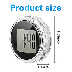 Crynod 3 PCS Mini Car Clock for Dashboard, 1.0In x 0.3In Waterproof ABS Round Motorcycle Decorative Clock with Adhesive, Universal Vehicle Digital Clocks Accessories (White)