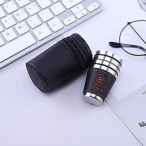 Yardwe Glass Measuring Cup 8pcs Stainless Steel Shot Cups, Metal Shot Glasses with Carrying Case Outdoor Travel Drinking Cups for Water Wine Camping Accessories