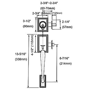 TOGU Single Cylinder Front Door Handleset with Lever Handle in Satin Nickel,Contemporary Entry Door Lockset for Home Exterior Doors