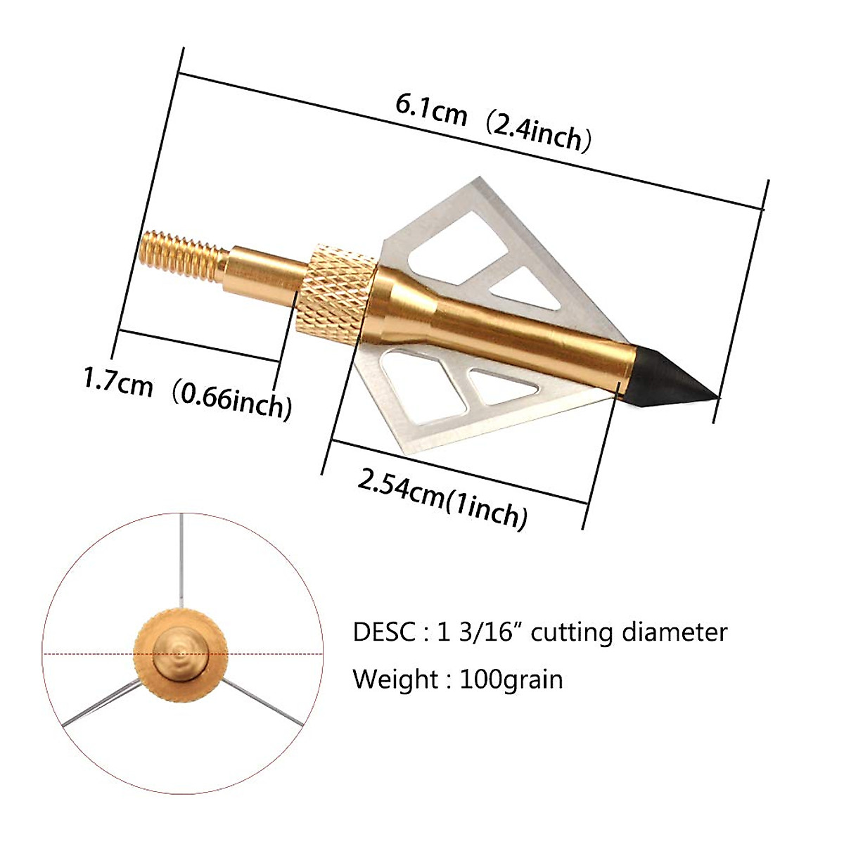 Crossbow Broadheads 100 Grain 12 Pack Archery Hunting 3 Blades Sharp Compound Recurve Bow Arrow Heads