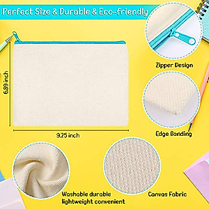 40 Pieces Canvas Zipper Pouch Bags Canvas Pencil Pouch Canvas Makeup Bags Blank Canvas Pencil Case Canvas Cosmetic Bag for Travel DIY Craft School (9.25 x 6.89 Inches, L)