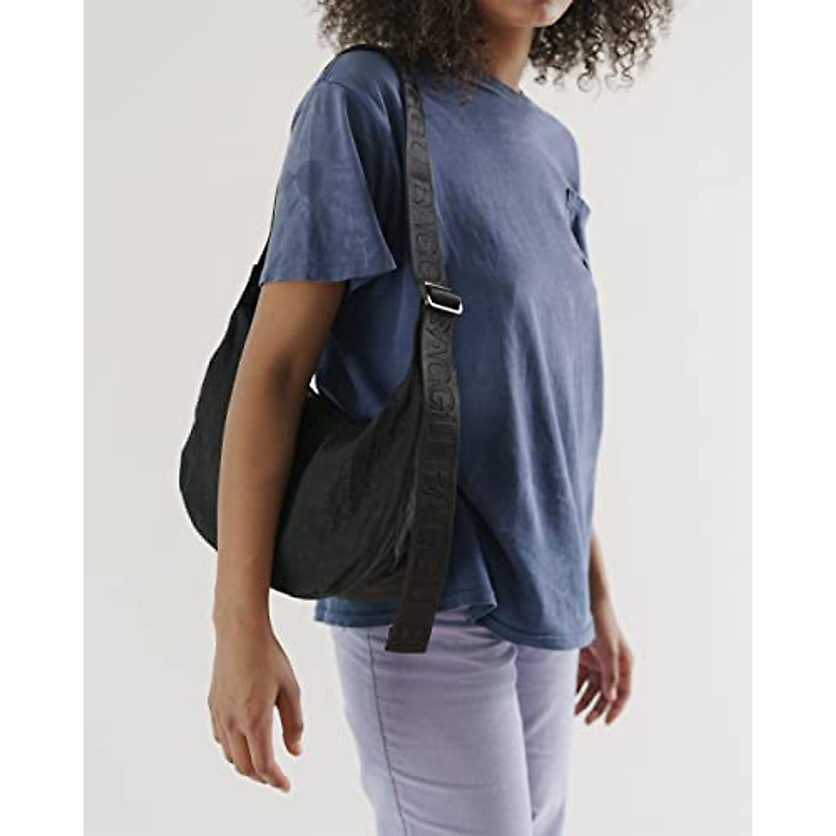 Medium Nylon Crescent Bag - Black 37.5"