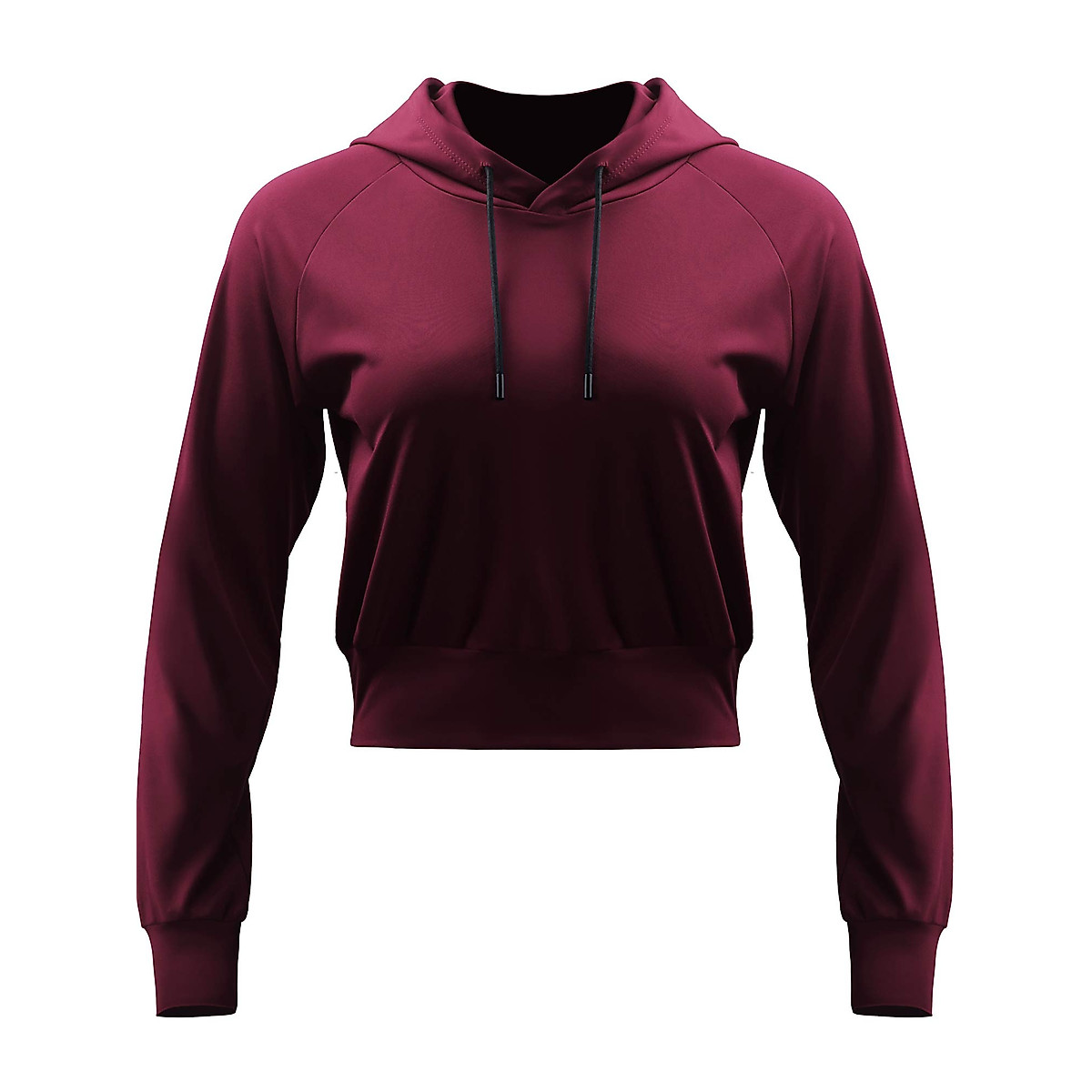 CADMUS Women's Workout Long Sleeve Shirts with Hoodie Sweatshirt Running Crop Top, 1 Pack, Red, Medium