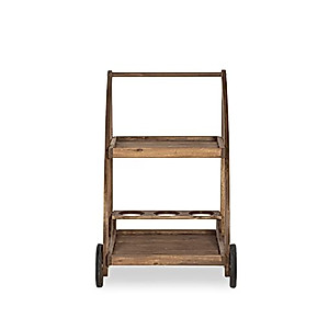 Linon Chandler Acorn Finished Acacia Wood Outdoor Bar Trolley with Three Bottle Glass Holders