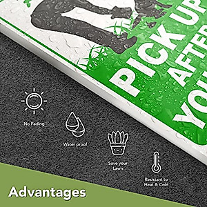 2 PC Pick Up After Your Dog Sign - 8x12 Double Sided Coroplast No Pooping Dog Signs for Yard - Dog Poop Signs for Yard - Curb Your Dog Sign