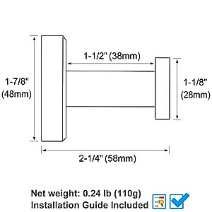 Angle Simple Towel Hook Matte Black, Stainless Steel Bathroom Hand Towel Holder, Compact Round Robe Hook Wall Mount
