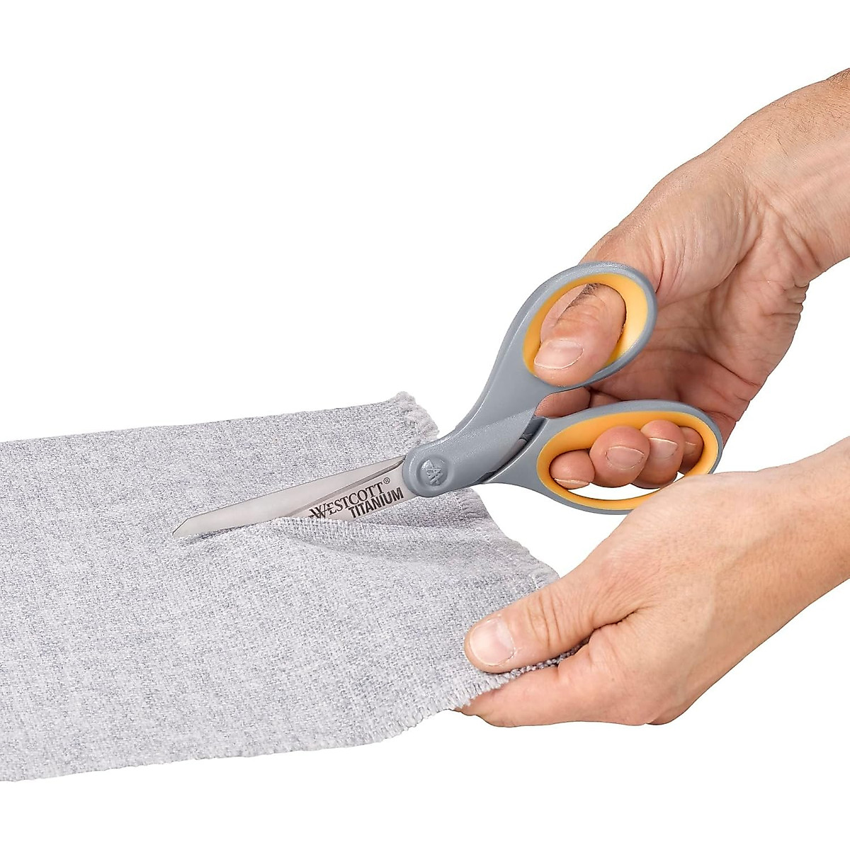 Westcott 13529 8" Straight Titanium Bonded Scissors with Soft Handle, Grey/Yellow