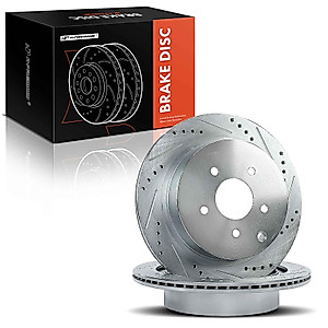 A-Premium 12.23 inch (310.6mm) Rear Drilled and Slotted Disc Brake Rotors Compatible with Select Nissan and Infiniti Models - Pathfinder 2013-2019, Quest, Murano, Q50, Q60, Q70, FX35, FX37, M37