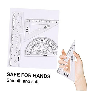 Operitacx 4 Set Clear Ruler Math Protractor Straight Ruler Triangular Ruler Geometry Ruler Ruler Suit Tools for Rulers Plastic Ruler Stationery Unisex to Draft