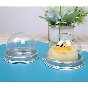 EchoDone 50 Set Clear Plastic Mini Cupcake Boxes Muffin Pod Dome Muffin Single Container Box Wedding Birthday Gifts Boxes Supplies (Silver)