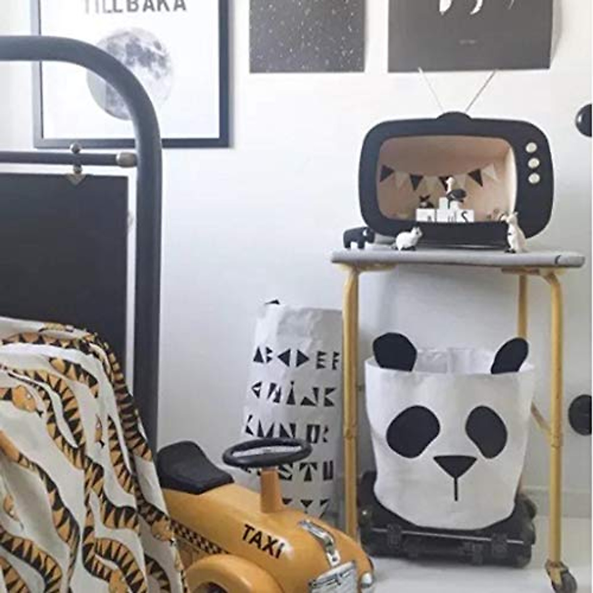 UXZDX Panda Storage Bag Basket Baby Kids Toy Clothes Canvas Laundry Basket Storage Bag Can Stand Nappy Bin Home Storage Bucket