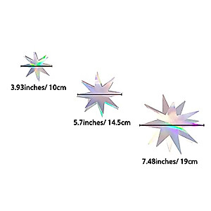 3D Star Disco Iridescent Silver Party Decorations Snowflake Garland, UNIIDECO Groovy Dance Euphoria Prom Party Twinkle Stars Decor, Iradescent Ceiling Hanging Bachelorette Graduation Supplies