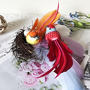 LWINGFLYER 12pcs Artificial Foam Feather Birds with Claw Fake Birds Ornaments for Craft Festival Christmas Decoration Wedding Decor 15cm/5.9inch (12pcs Claw)