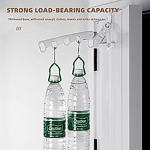 Foldable Clothes Drying Rack for Business Trip Portable Travel Hanger for Hotel Home Rotary Clip-on Hanger Holder Wall Mounted Clothes Bar with 5 Holes for Balcony Bathroom Bedroom Laundry Room, Grey