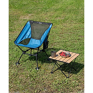 iClimb Ultralight Compact Camping Folding Beach Chair with Anti-Sinking Large Feet and Back Support Webbing (Blue - Square Frame)