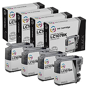 LD Products Compatible Ink Cartridge Replacement for Brother LC107BK Super High Yield (Black, 4-Pack)