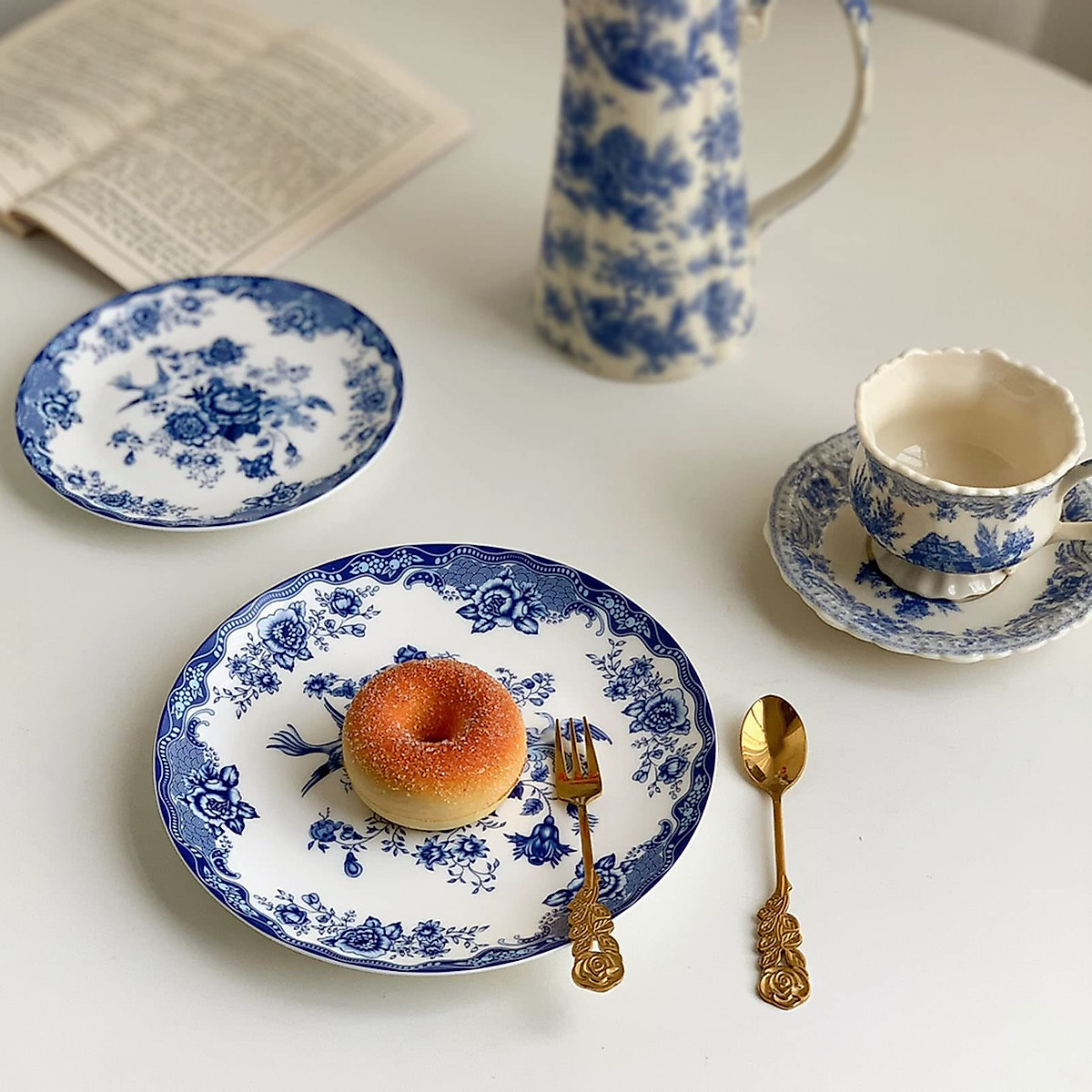 DUDSME Dinnerware Set Ceramic Kitchen Dinner Set Service for 4/6/8 People Coffee Set Bone China Tableware Combination Sets with Dinner Plates Salad Plates Coffee Cups and Saucers Bowl 40 (Size : 40 P