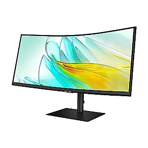 SAMSUNG 34” ViewFinity S65UA Series Ultrawide QHD Curved Monitor, HDR10, 100Hz, 350 nit, USB- C, Adjustable Stand, Intelligent Eye Care, LS34C650UANXGO, Black