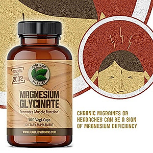 Magnesium Glycinate 165mg/caps (3 caps/Day for 500mg) - 300 caps - Magnesium Supplement from Canada - Magnesium Pills Supplement - Magnesio Glycinate Capsule Made in Canada