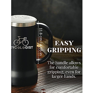 Onebttl Biker Cyclist Gifts for Men, Cycologist, Bicycle Enthusiasts, Roadbike MTB, Stainless Steel Beer Stein Tumbler, 24oz Beer Mug with Lid
