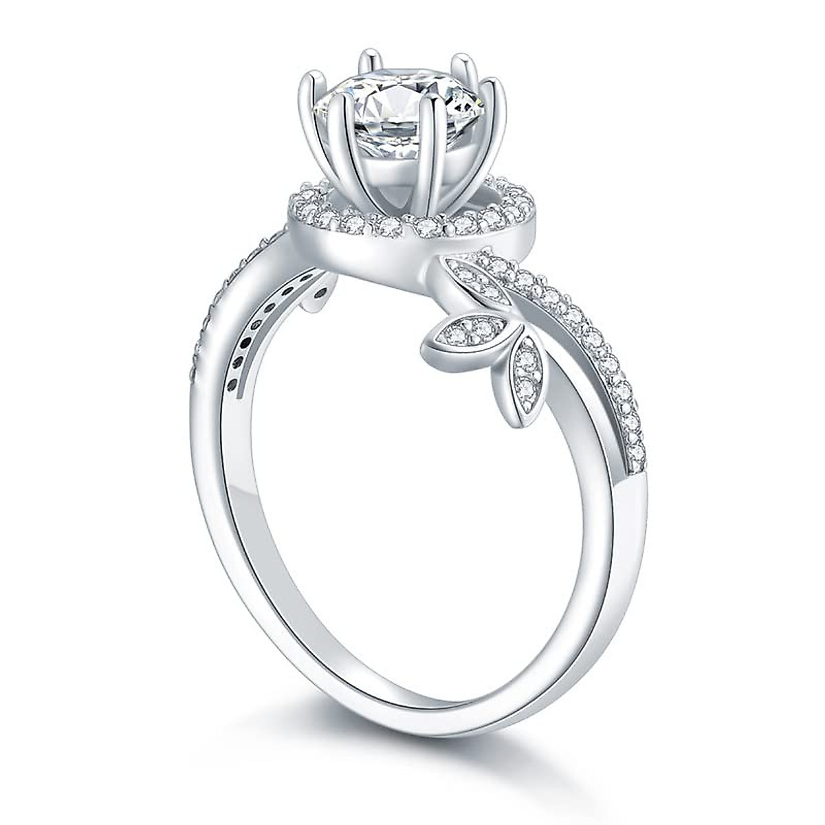 1.38 Carat (ctw) D-VVS1 moissanite engagement rings for women Platinum Plated Silver moissanite rings-Y-5.5