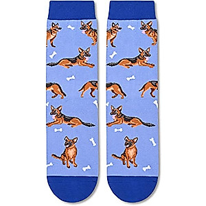 sockfun Funny Black German Shepherd Gifts for Lovers, Novelty German Shepherd Socks for Women Men Crazy Fun Socks