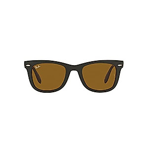 Ray-Ban RB4105 Folding Wayfarer Square Sunglasses, Military Green/Brown, 50 mm