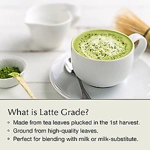 Encha Latte Grade Matcha Powder - Unsweetened, First Harvest, Organic Matcha Green Tea Powder From Uji, Japan (60g/2.12 Ounce) Premium Powder for matcha latte, smoothie | Caffeine, L-Theanine