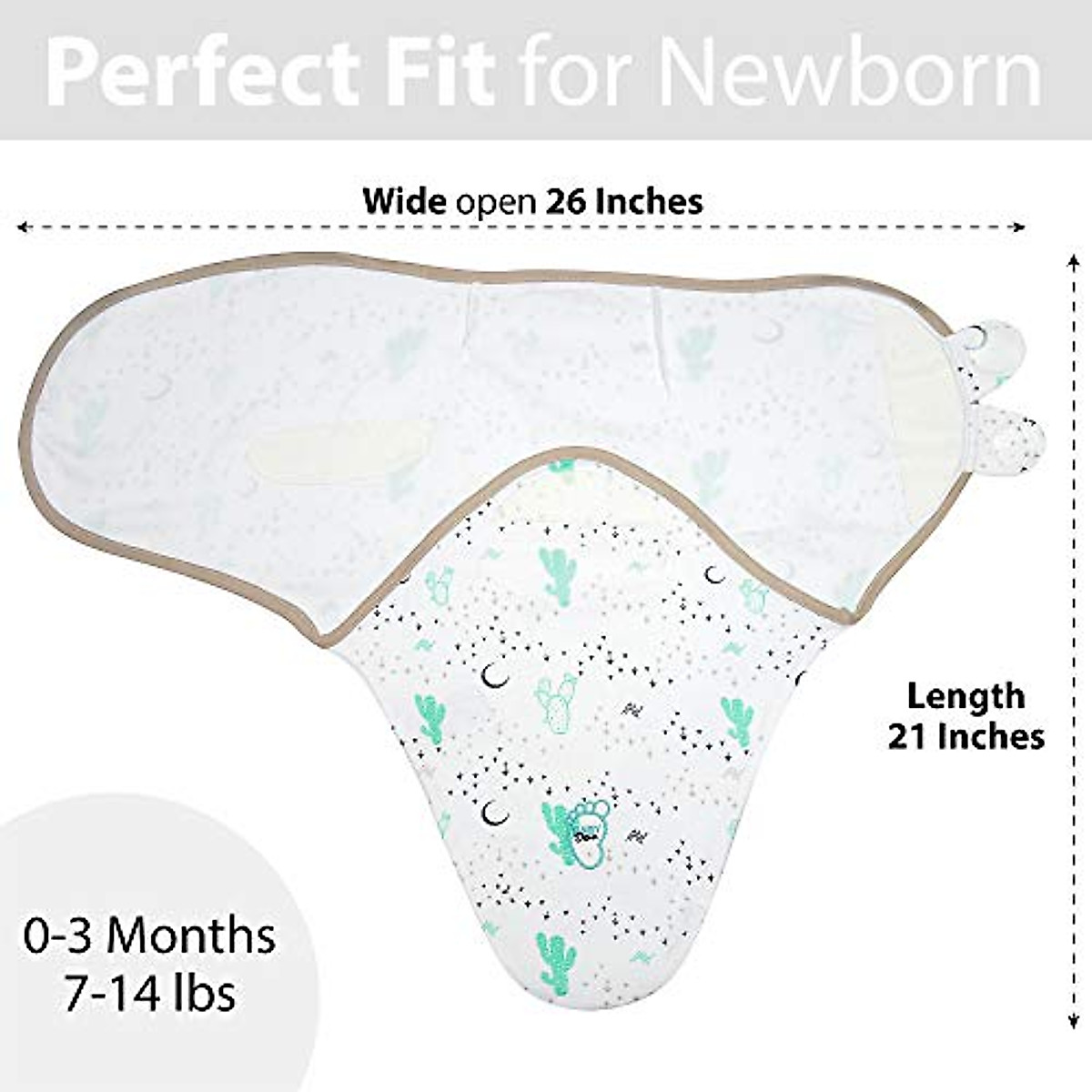 Baby Swaddle Blanket Wrap for Newborn & Infant, 0-3 Months 100% Breathable Cotton Swaddlers Sleep Sack with Adjustable Wings, 3 Pack Swaddling Blankets for Boys and Girls (Cool Grey)