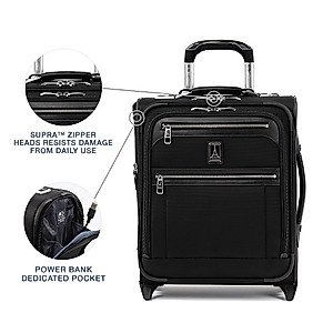 Travelpro Platinum Elite Softside Expandable Carry on Luggage, 2 Wheel Upright Regional Suitcase, USB Port, Men and Women, Shadow Black, Carry On 16-Inch