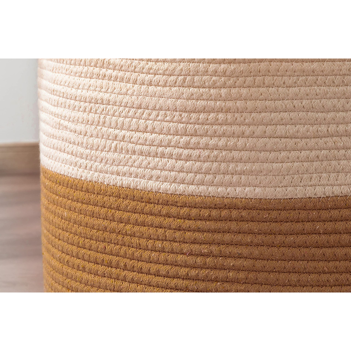 Meiliart Cotton Rope Storage Basket, Weaving Basket Thick Soft Clothing Toy Blanket Pillow Placement Storage 14.96 x 13.78 inches, Woven Storage Baskets for Blanket, Nursery, Living Room,Baby