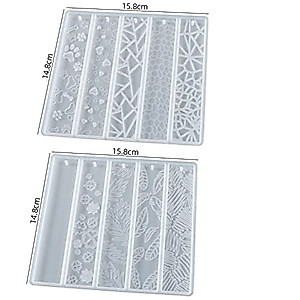 2 Set of Bookmark with Tassel Silicone Resin Mold Rectangle Leaves Texture Flower Shaped Epoxy Silicone Casting Molds Bookmark for Reading Book 10 Styles,3D DIY Making Handmade Decor Crafts