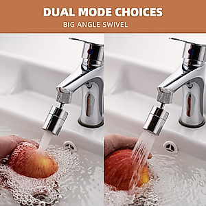 Hibbent Dual-function Female Faucet Aerator, 1.8 GPM Extra Big Angle Rotate Kitchen Sink Aerator Sprayer Head 360 Degree Swivel Kitchen Sink Sprayer Attachment-55/64 Inch-27UNS Female Thread-Chrome