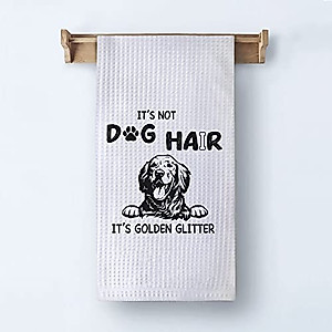 XUISWELL It’s Not Dog Hair It’s Golden Glitter Kitchen Towel Dish Towel Dishcloth,Funny Golden Retriever Decorative Absorbent Drying Cloth Hand Towels Tea Towels,Gifts for Dog Lovers Girls