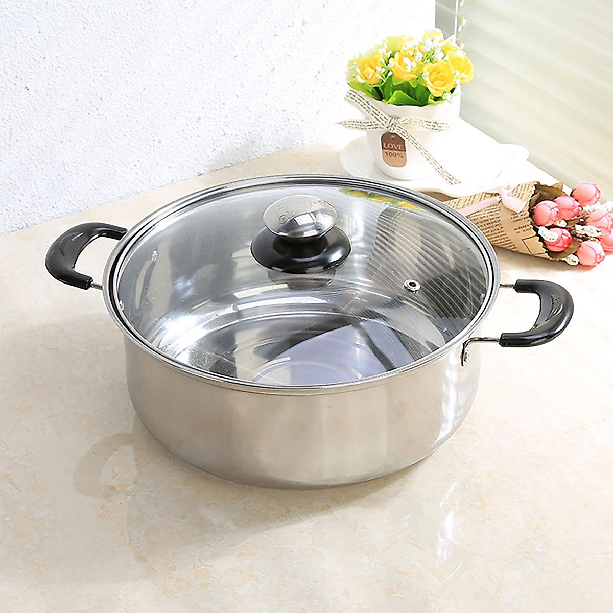 Stainless Steel Saucepan, 0.9 Quart Double Handle Milk and Soup Pot with Lid for Warming, Cooking and Boiling Milk, Spaghetti, Soup in Kitchen and Outdoor (16cm)