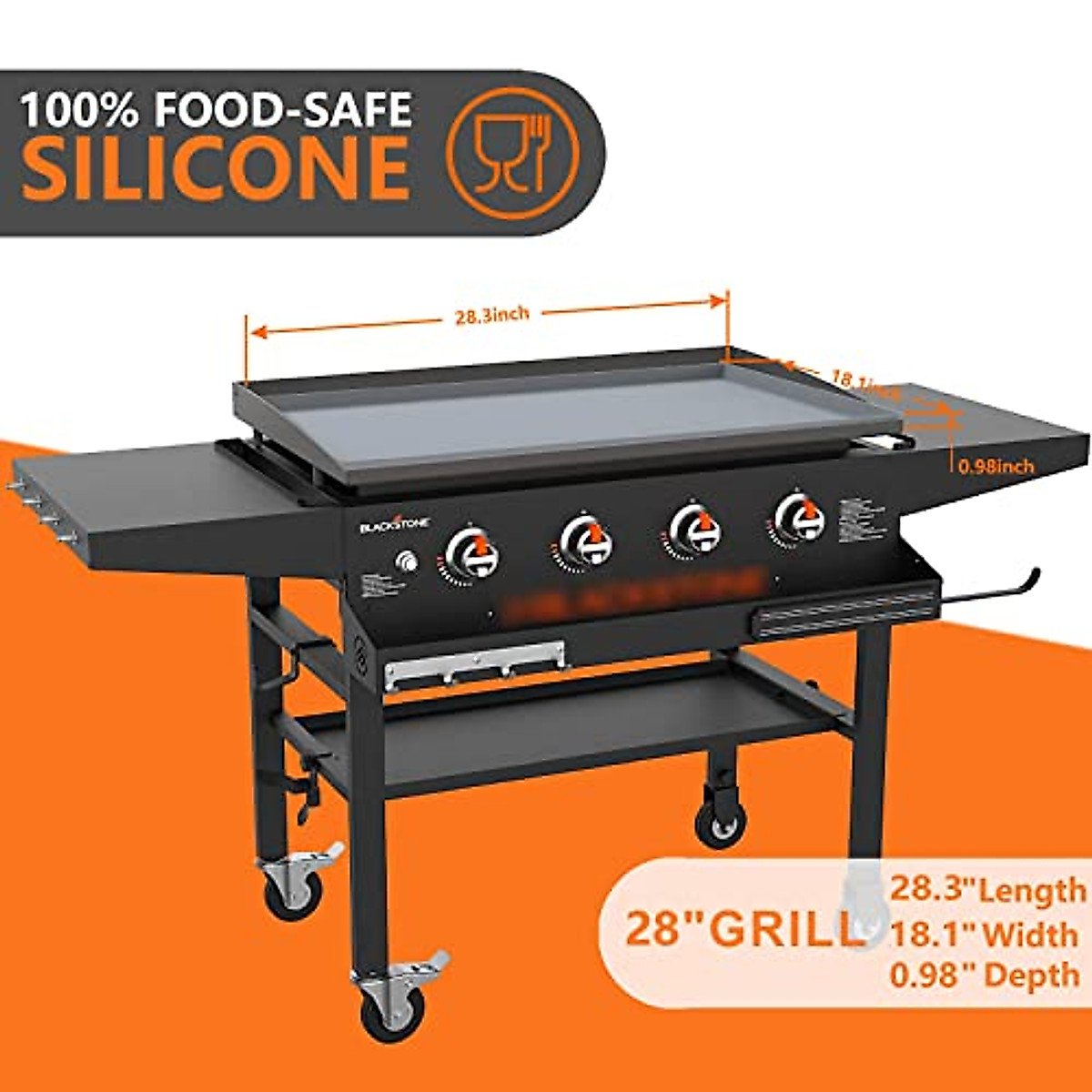 Griddle Silicone Protective Mat Cover for Blackstone 17"22"28"36"Pro, JOOKKI Griddle Grill Mat Heavy Duty Waterproof Griddle Protect Your Grill .(28”Pro, Grey)