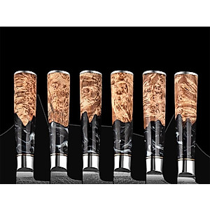 Seido Knives Gyuto Executive Chef Knife 8 inch Razor Blade Shard Traditional Japanese VG10 Damascus Steel - Stainless Steel Bolster, Resin Epoxy Black Handle