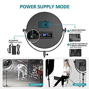 Neewer LED Bi-Color Studio Round Lighting, Ultra Thin Studio Edge Flapjack Light, 18''/45.5cm 70W Dimmable Portrait Light with AC Adapter/2.4G Wireless Remote (Battery/Light Stand Not Included)