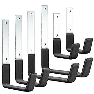 PYBTOOL Metal Utility Hooks Heavy Duty, Garage Wall Storage Hooks, Ladder Hooks, Wall Mount Steel Hooks for Garage, Garden, Tools Storage, Multi-Size(6 Pack)