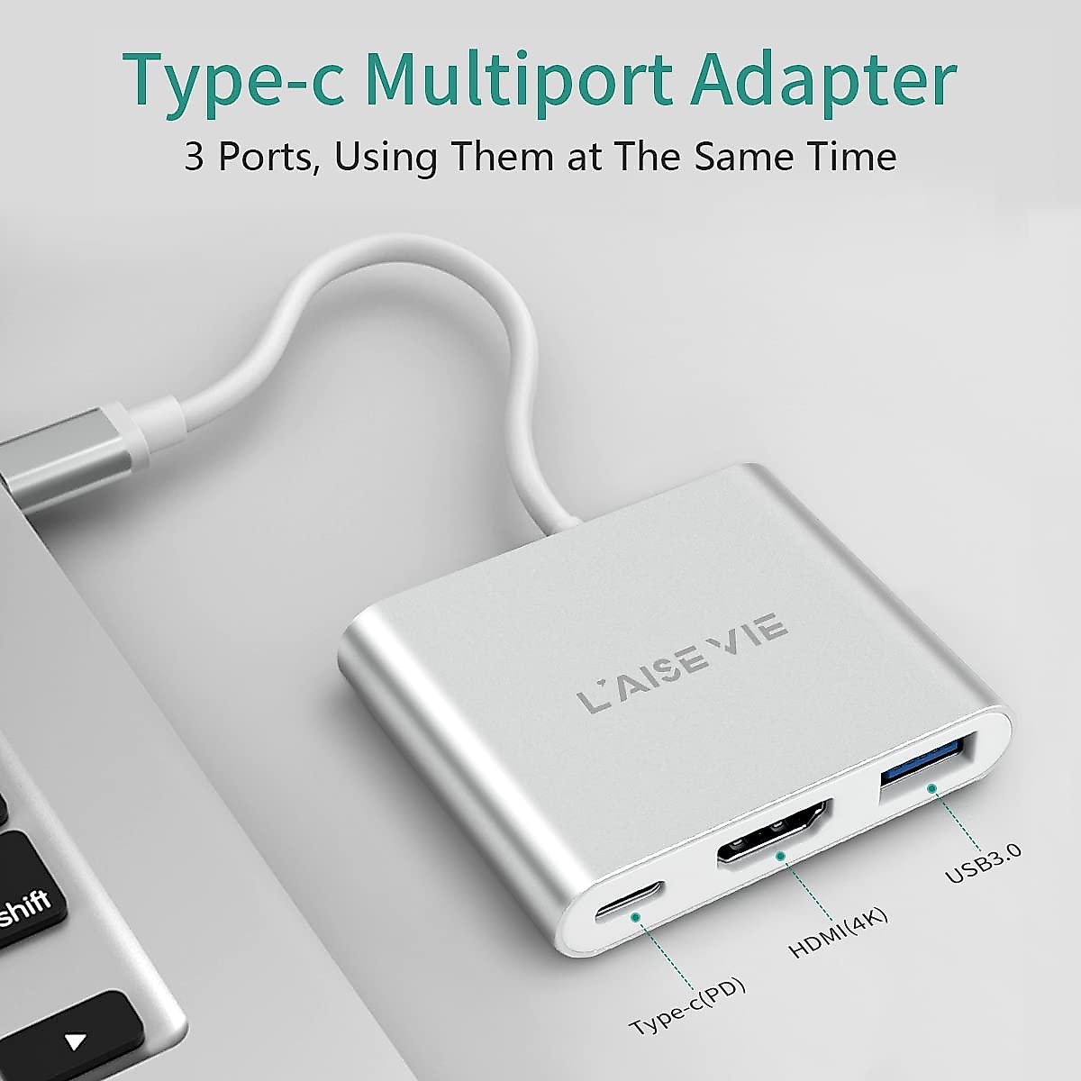 USB C HUB, 3-in-1 USB C Hub with 4K HDMI Adapter, 100 W Type C PD Power Delivery, USB 3.0, Compatible 2022-2016 MacBook Pro New Mac Air/Surface, More, Stable Driver Certified