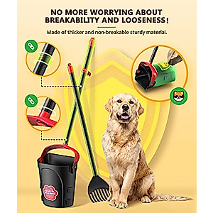 PETNOZ LIFE Large Swivel Bin & Rake Pooper Scooper with 40 Waste Bags, 36" Long Handle & 4 Bag Hooks Adjustable Dog Pooper Scooper for Large Dogs and Pets, Portable Non-Breakable Dog Poop Scooper