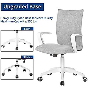 LIANFENG Office Chair Ergonomic Mid Back Swivel Chair Height Adjustable Desk Chair White Office Chair Computer Chair with Armrest Mid Size (Grey and White)