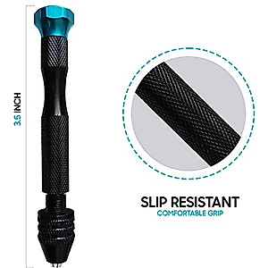 Pin Vise Hand Drill for Jewelry Making - Craft911 Manual Craft Drill Sharp HSS Micro Mini Twist Drill Bits Set, Small Hand Drill for Resin, Rotary Tools for Wood, Jewelry, Plastic, Miniature - Blue