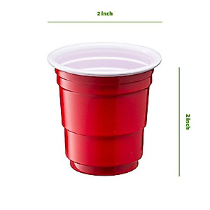Comfy Package GUSTO [300 Count] 2 oz. Mini Plastic Shot Glasses - Red Disposable Jello Shot Cups (Formerly