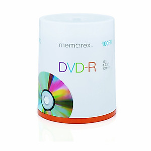 Memorex DVD-R 120 Minutes 4.7GB 16x Speed Recordable Blank Discs - 100 Pack Spindle