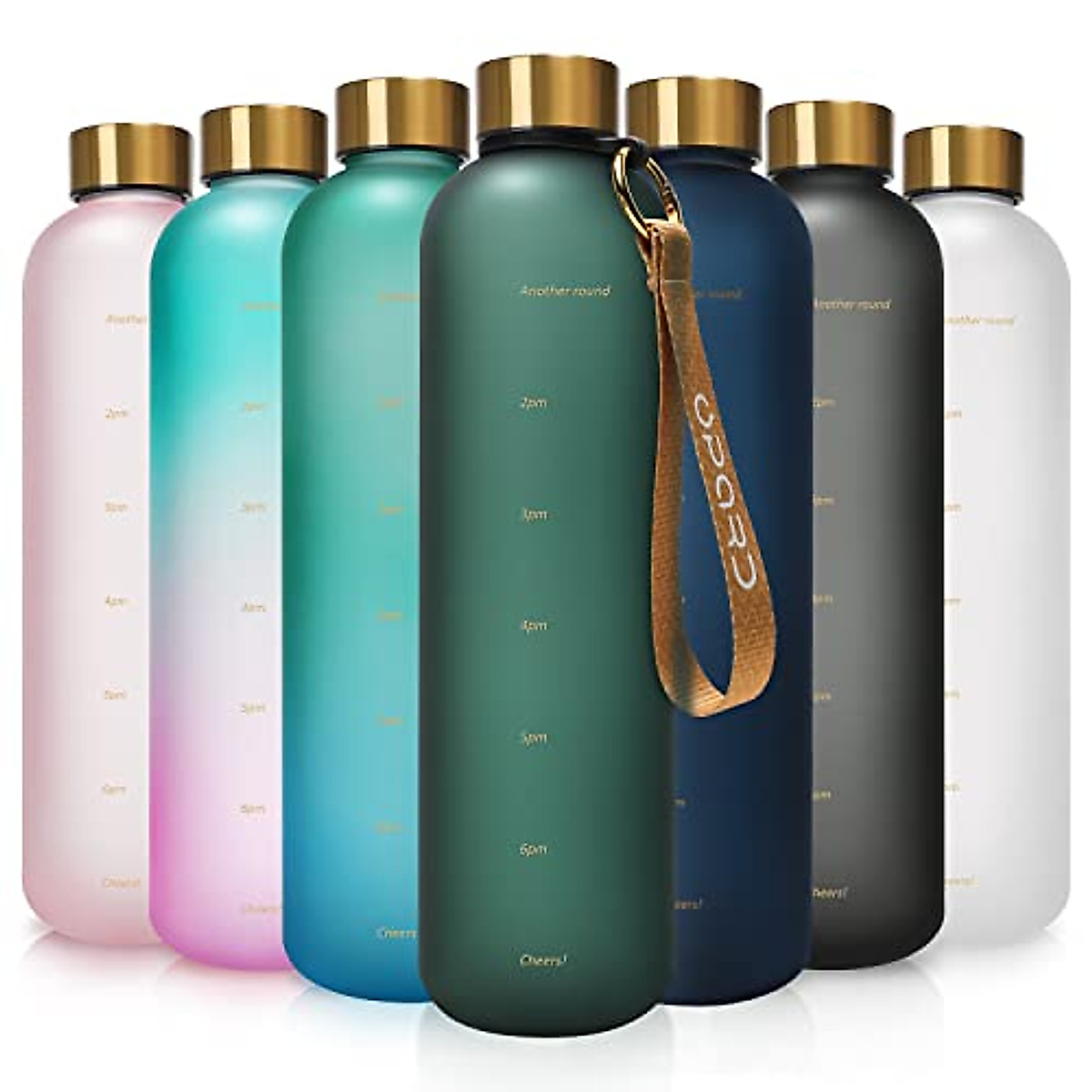 Opard 27oz/32oz Motivational Water Bottle with Time Marker to Drink, Reusable Plastic Bottle with BPA Free Tritan for Gym and Sports