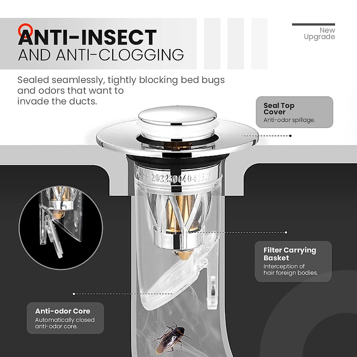 HEGEHE 2 Pack Bathroom Sink Stopper, Washbasin Drain Hole Filter Stopper, Universal Anti Clogging Filter Basket for Bathroom,Bathtub,Washbasin, Kitchen (Silver)