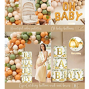 Little Pumpkin Baby Shower Decorations Party Supplies for Boy or Girl, Rustic Fall Autumn Baby Shower Decor, A Little Pumpkin is on The Way Backdrop Balloon Arch Baby Box Mom to Be Sash Dad to Be Pin