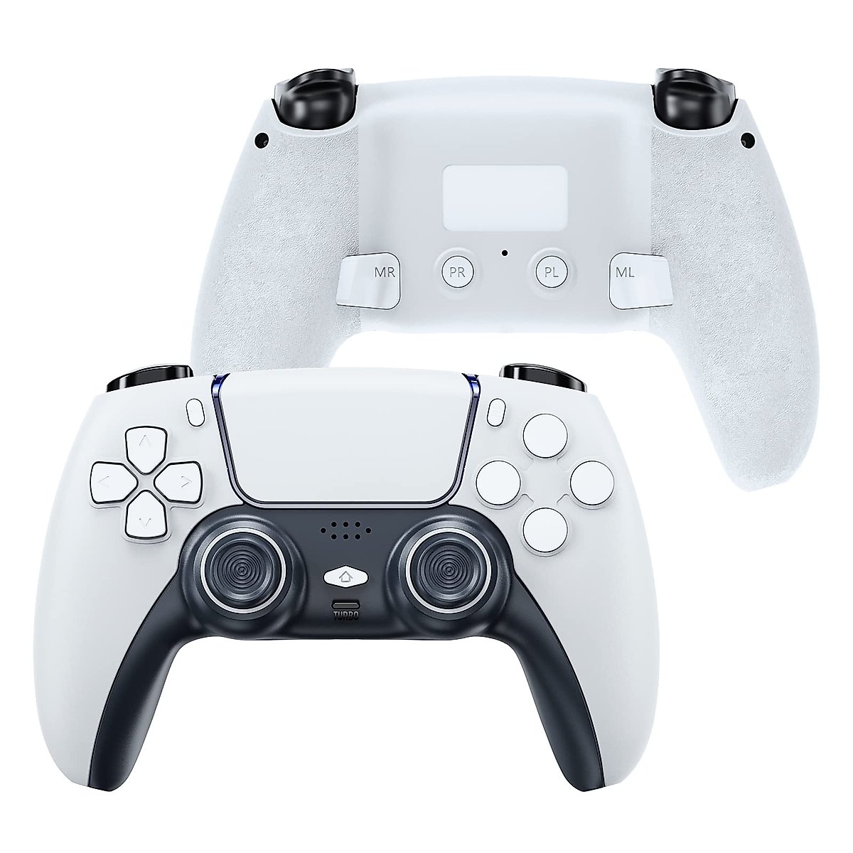 Wireless for PS4 Controller,joystick Gamepad with Vibration shock 4 Built-in Speaker 1000Mah battery Auto Fire Turbo custom Button Compatible Play station-4/Slim/Pro/PC/Android/IOS/NS Switch(White)